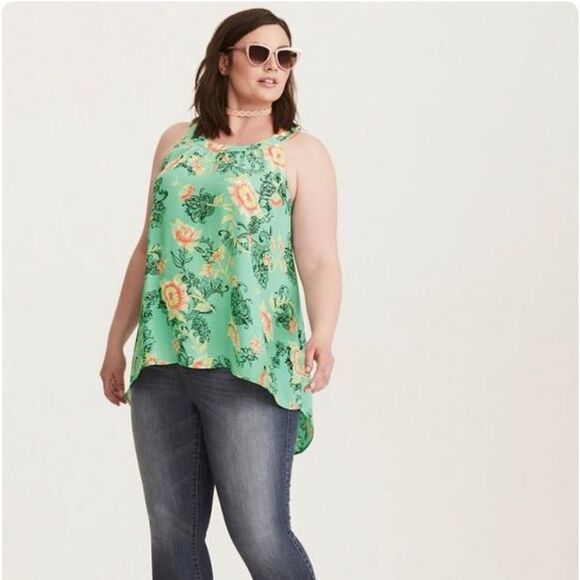 torrid | Tops | Torrid Floral Print Georgettehigh Neck Tanktop | Poshmark